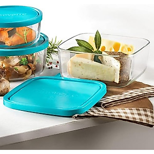 Bormioli Rocco Frigoverre Square Glass Food-Storage Containers with Lids, Set of 3, Clear