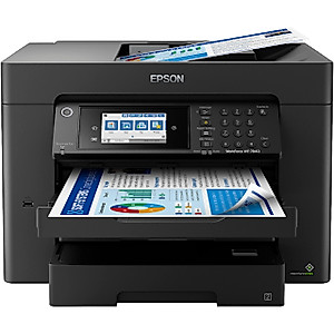 Epson Workforce Pro WF-7840 Wireless Wide-Format All-in-One Color Inkjet Printer, Black - Print Scan Copy Fax - 4.3" LCD, 25 ppm, 4800x2400 dpi, 13"x19", 50-Sheet ADF, Auto 2-Sided Printing, Ethernet