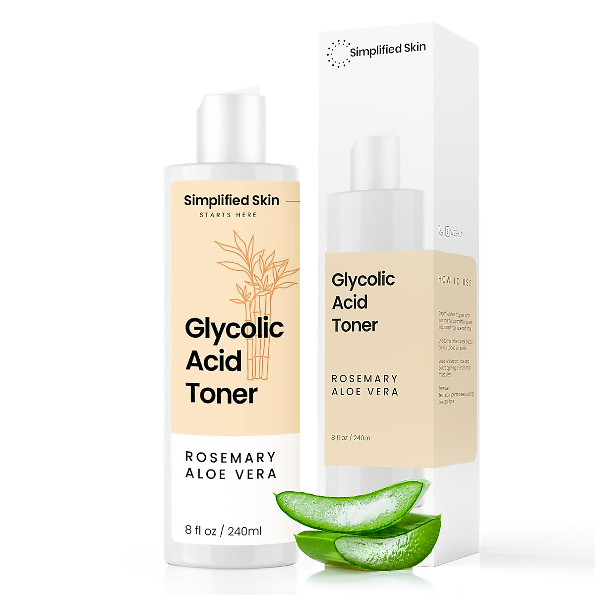 Glycolic Acid Toner for Face - Facial Toning Solution - 8% Glycolic Acid - Hydrating, Anti-Aging, Exfoliating Face Toner for Women & Men - with AHA, Aloe Vera, & Rosemary Extract Skin Toner - 8 Fl Oz