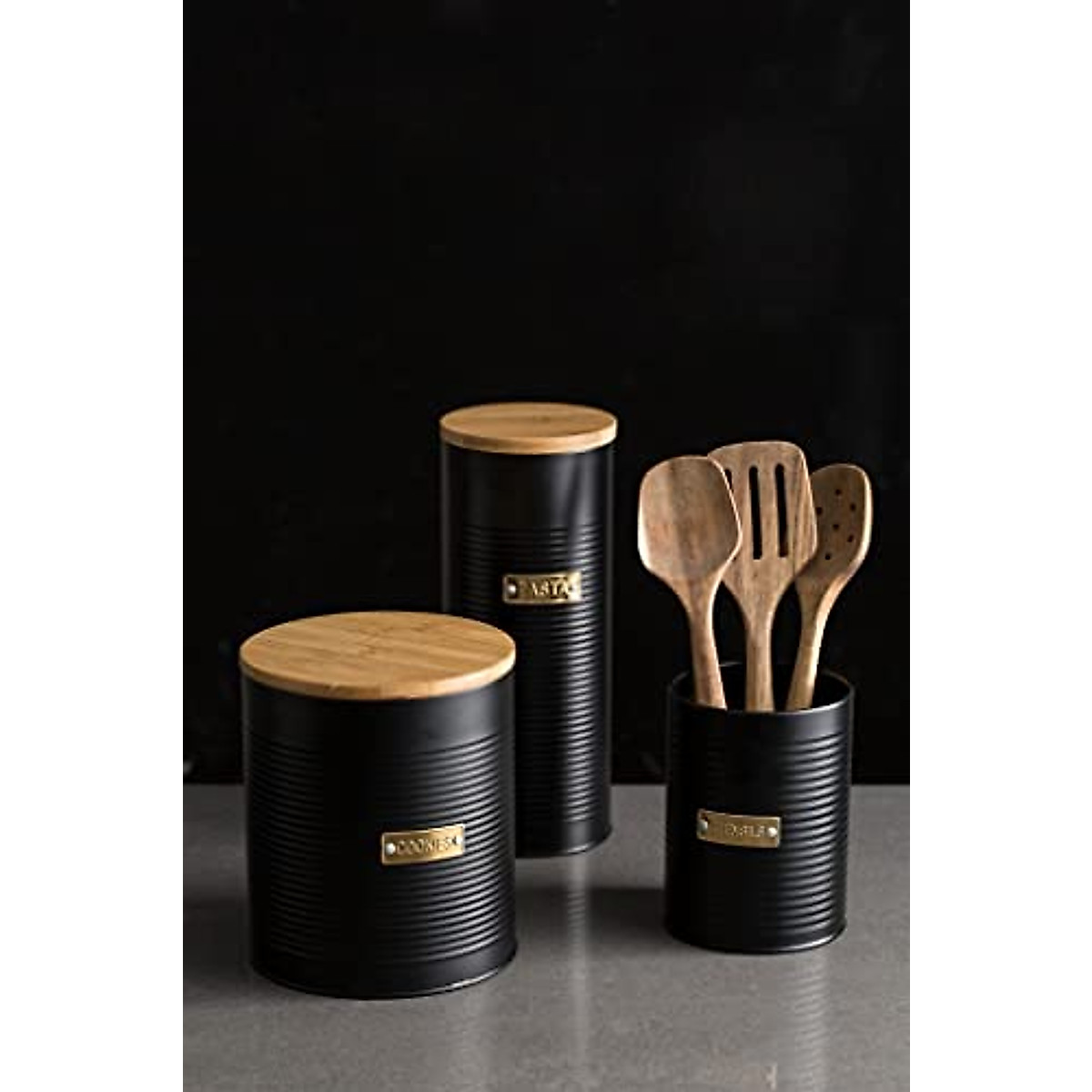 Typhoon Otto Black Pasta Storage Canister, Black/Gold