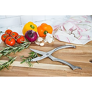 Knife Block Set - 17 Pieces - Includes Solid Wood Block, 6 Stainless Steel Kitchen Knives, Set of 8 Serrated Steak Knives, Heavy Duty Poultry Shears, and a Carbon Steel Sharpening Rod