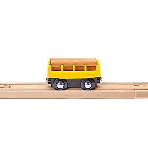 Maxim Enterprise, inc. Log Car for Wooden Railway, 5 Piece Kids Train Set with Magnetic Link and Removable Logs, Compatible with Thomas and Friends, Brio Train Sets & Major Brand Wooden Railway