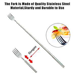 Flylin 2Pcs Extending Fork, Adjustable Telescopic Fork Stainless Steel Extendable Long Handle Fork Stainless Steel Retractable Fork for Eating BBQ Dinner Dessert (8.7-25.4inch)