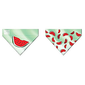 Max & Molly Reversible Fabric Bandana for Dogs & Cats, Soft Washable Fabric, No-Tie Design, Pet Collar Slides Through Top Loop to Keep Bandana Securely in Place (Watermelons, Medium-Large)