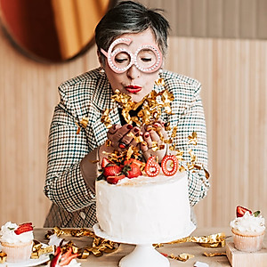 60th Birthday Glasses - 6 Pairs Rose Gold 60 Years Old Glasses with Rhinestones Frame, Funny Plastic Costume Photo Booth Props for 60th Anniversary Party Decorations