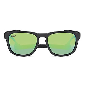 Hobie Monarch Polarized Square Sunglasses, Satin Black Frame/Copper w/Sea Green Lens, 53MM