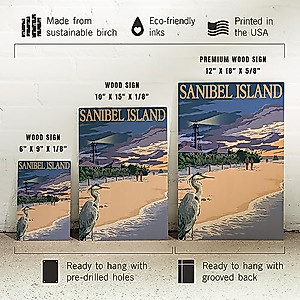 Lantern Press 6x9 Inch Wood Sign, Ready to Hang Wall Decor, Sanibel Island, Florida, Lighthouse