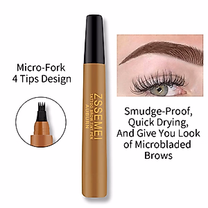 Waterproof Eyebrow Pen - Microblading Tattoo Brow Pencil, 24 Hours Long Lasting, Creates Natural Looking (2# Brunette)