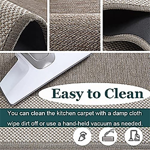 Insun 2 Piece Kitchen Mat Floor Mats Set,Non Slip Absorbent Washable Kitchen Rug,Linen Look Kitchen Runner Rug Set in Front of Sink,Beige,20"x31.5"+20"x47"