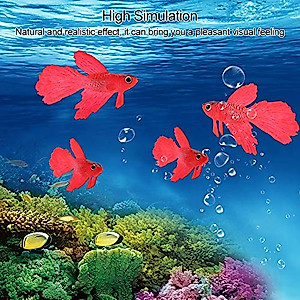 ViaGasaFamido Aquarium Fake Fish, Simulation Silicone Artificial Small Fish with Suction Cup for Fish Tank Ornament(Red Betta Fish)