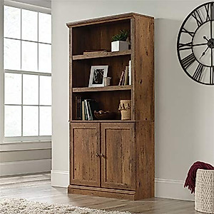 Sauder Misc Storage 3-Shelf 2-Door Tall Wood Bookcase in Vintage Oak