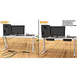 Under Desk Cable Management Tray Kit - 2 Pack No Drill Cable Management Under Desk Trays with Cable Ties and Double Sided Tapes - Super Easy to Setup Cord Organizer for Desk - 15.7" x 3.9" x 3.9"