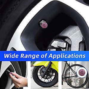 Kewucn 4 PCS Car Tire Valve Stem Caps, Handmade Dustproof Crystal Rhinestone Auto Stem Air Cap Cover, Attractive Vehicle Exterior Accessories, Universal for Car Truck Motorcycle Bike (Light Purple)