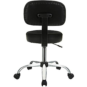 Amazon Basics Multi-Purpose Drafting Spa Bar Stool with Back Cushion and Wheels - Black