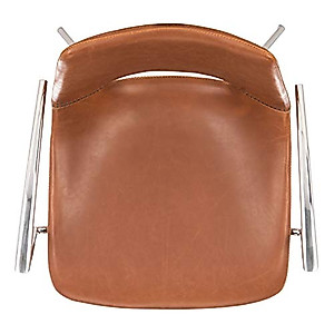 Safavieh Home Dawn Mid-Century Modern Light Brown Faux Leather and Stainless Steel Swivel Office Arm Chair