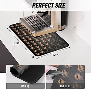 Coffee Mat Coffee Bar Mat Hide Stain Absorbent Drying Mat with Waterproof Rubber Backing Fit Under Coffee Maker Coffee Machine Coffee Pot Espresso Machine Coffee Bar Accessories-Black Marble