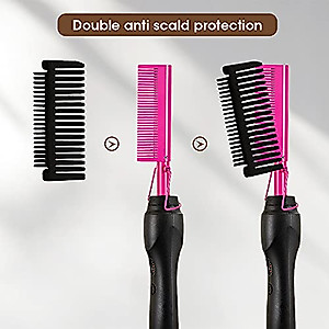 Pink Hot Comb Electric Hot Comb Heating Pressing Combs Hair Straightening [Power:42w]