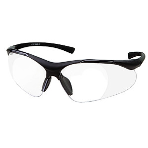 grinderPUNCH Full Lens Magnification Safety Glasses with Black Frame | Clear Lens | | Magnifying Reading Eyewear (+2.50 Diopter)