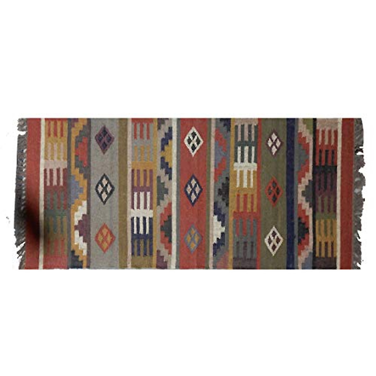 iinfinize Handwoven Kilim Area Rug Decorative Wool Jute Runner for Living Room, Dining Room Rug, Bedroom Carpet 4x6 Feet Rectangle Boho Meditation Mat
