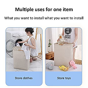 CYlovinho Laundry Baskets, Freestanding Laundry Hamper with Long Reinforced Handles, Large Waterproof Clothes Hamper Organizer, Collapsible Lightweight Hampers for Laundry, Clothes,Toys,Grey