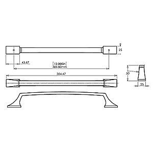 Richelieu Hardware BP765304195 Rosemère Collection 12-inch (305 mm) Center-to-Center Brushed Nickel Transitional Rectangular Pull Handle for Kitchen Appliances, Cabinets, Drawers, and Furniture