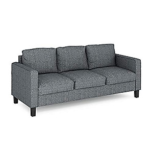 Furinno Bayonne Modern Upholstered 3-Seater Sofa Couch for Living Room, Gunmetal