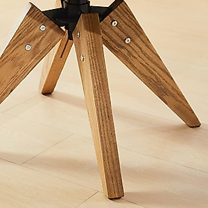 Art Leon Swivel Accent Chair, Modern Desk Chair No Wheels, Fabric Upholstered Armchair with Oak Wood Legs for Living Room Bedroom Home Office, Off White