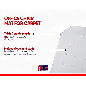AM The America Store Chair Mat for Carpet - Computer Desk Mat for Carpeted Floors - Easy Glide Rolling Plastic Mat for Office Chair on Carpet for Work, Home, Gaming with Extended Lip (36” x 48”)