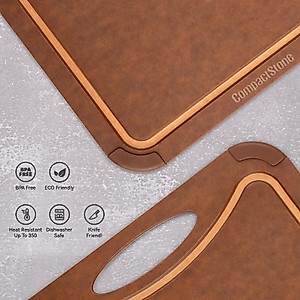 CompactStone Cutting Board with Non-Slip Feet and Juice Groove for Kitchen, Wood Fiber Composite, 17.3-Inch by 12.8-Inch, Brown