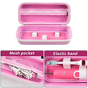 Toothbrush Travel Case Compatible with Oral-B Pro 1000, 2000, 3000, 3500, 1500/ for Philips Sonicare ProtectiveClean 4100 5100 Electric Toothbrush with Mesh Pocket for Accessories - Pink (Bag Only)