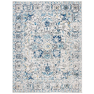 SAFAVIEH Madison Collection Area Rug - 9' x 12', Grey & Ivory, Snowflake Medallion Distressed Design, Non-Shedding & Easy Care, Ideal for High Traffic Areas in Living Room, Bedroom (MAD603F)
