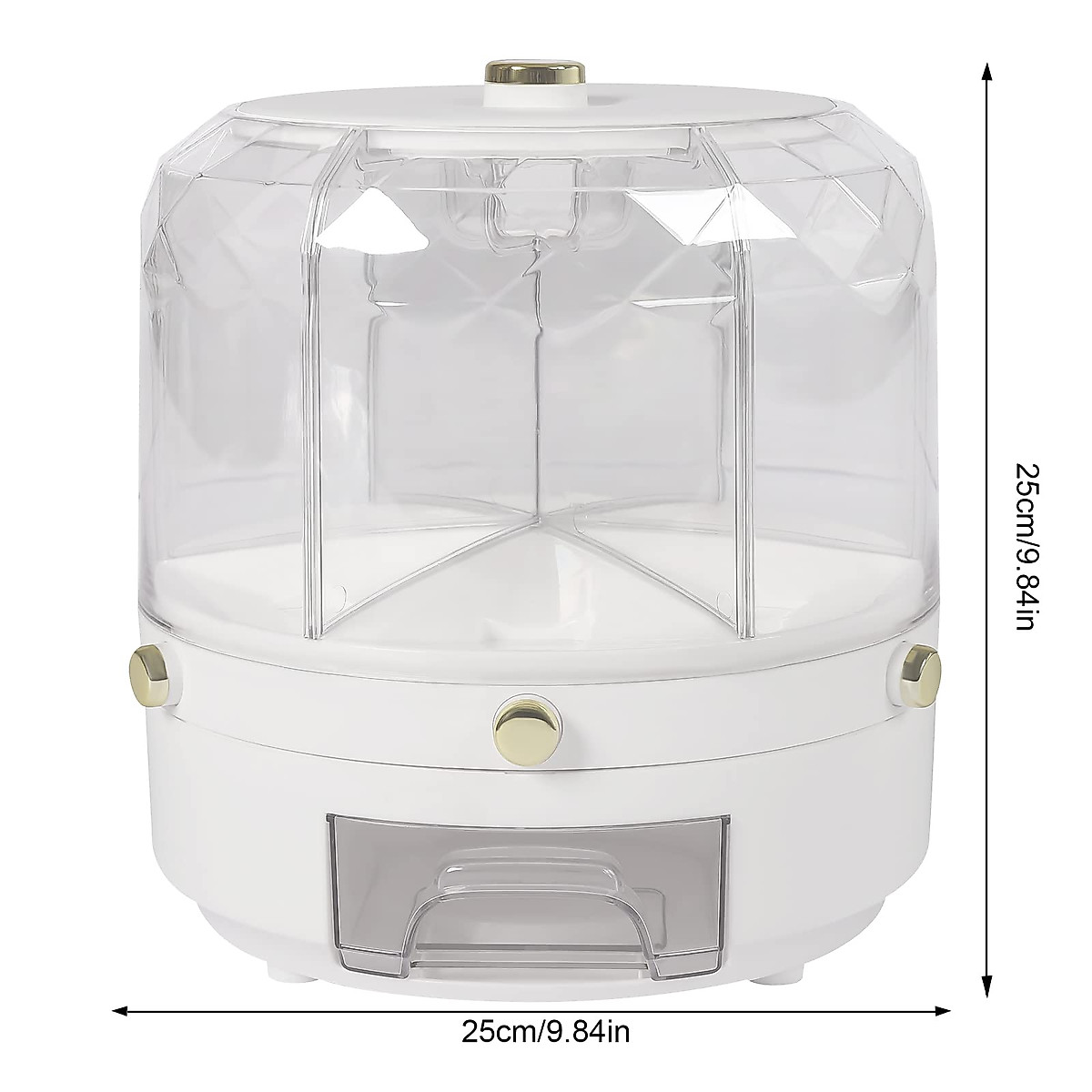 CHALIGHT 6 Grids Rice & Grain Storage Container Rice Dispenser 360° Rotating Food Dispenser Grain Dispenser One-Button Pressing Storage Bucket for Grains Snacks Candy Coffee Beans Dog