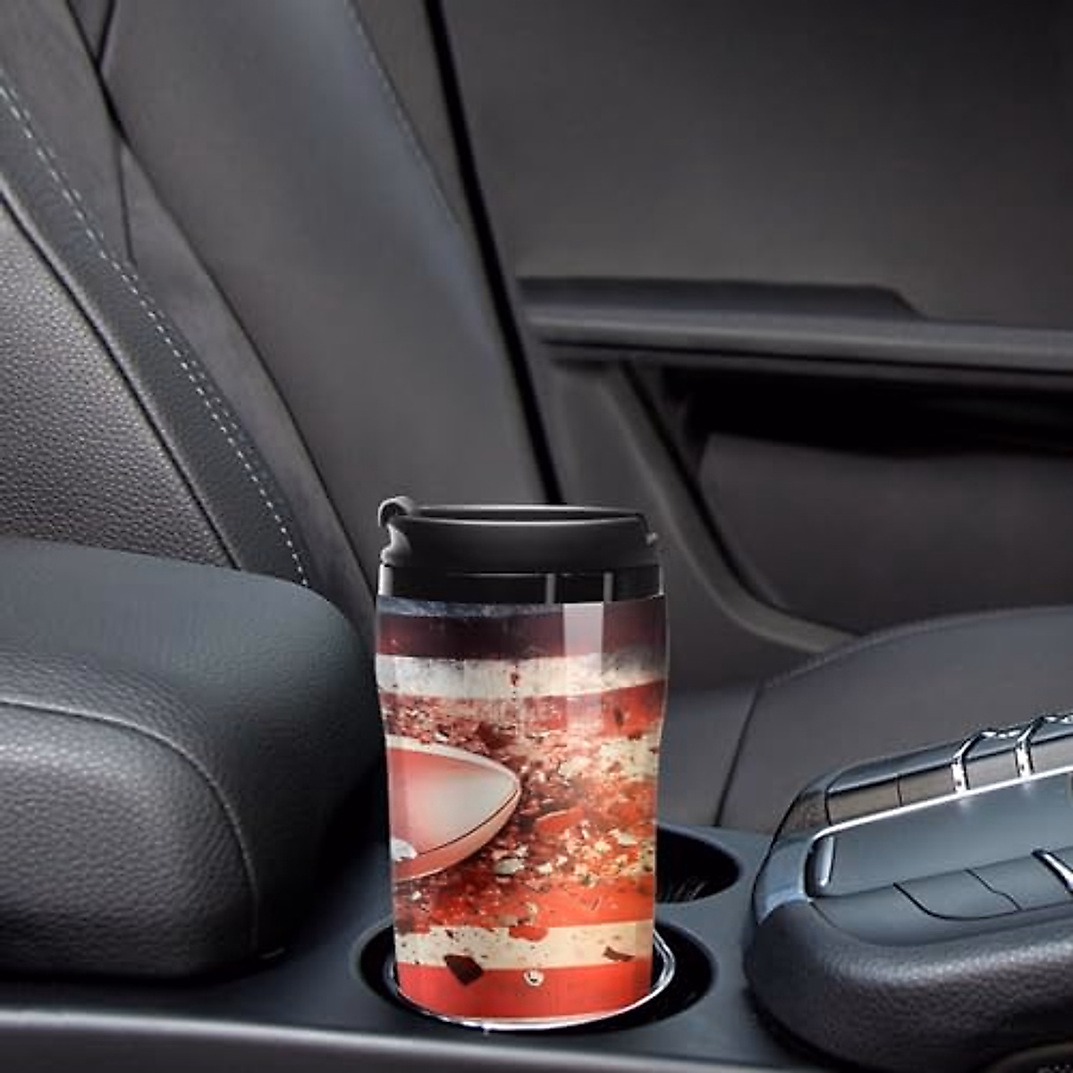 Football Print U.S Flag Travel Coffee Mug Reusable Coffee Cup Tumbler with Lid for Outdoor 250ml