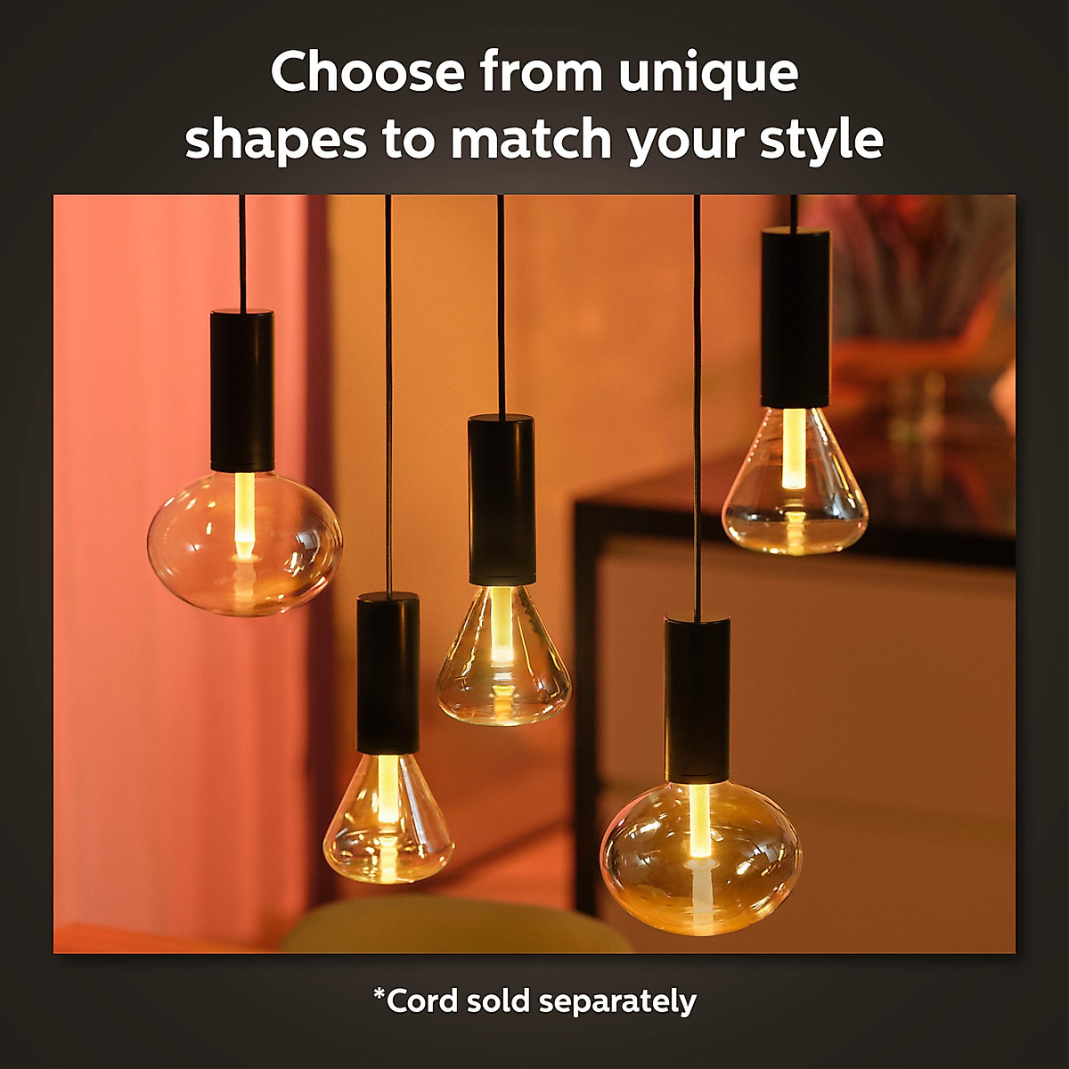 Philips Hue Lightguide Ellipse Smart LED Bulb – Handblown Glass - Color Changing Light - Compatible with Amazon Alexa, Apple HomeKit and Google Assistant - Bluetooth and Hue Bridge Compatible