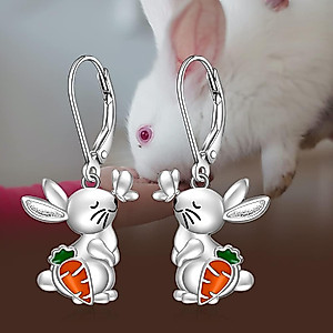 Bunny Earrings for Women Easter Bunny Earrings Carrot Dangle Drop Sterling Silver Animal Bunny Rabbit Holiday Easter Jewelry Gifts