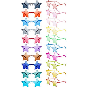 Dunzy 20 Pairs Summer Star Sunglasses for Women Star Rimless Sunglasses Candy Color Sunglasses Pentagram Sunglasses for Party(Assorted Colors)