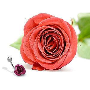 Light Blue Fancy Colorful Metal Rose 925 Sterling Silver with Stainless Steel Belly Button Navel Rings