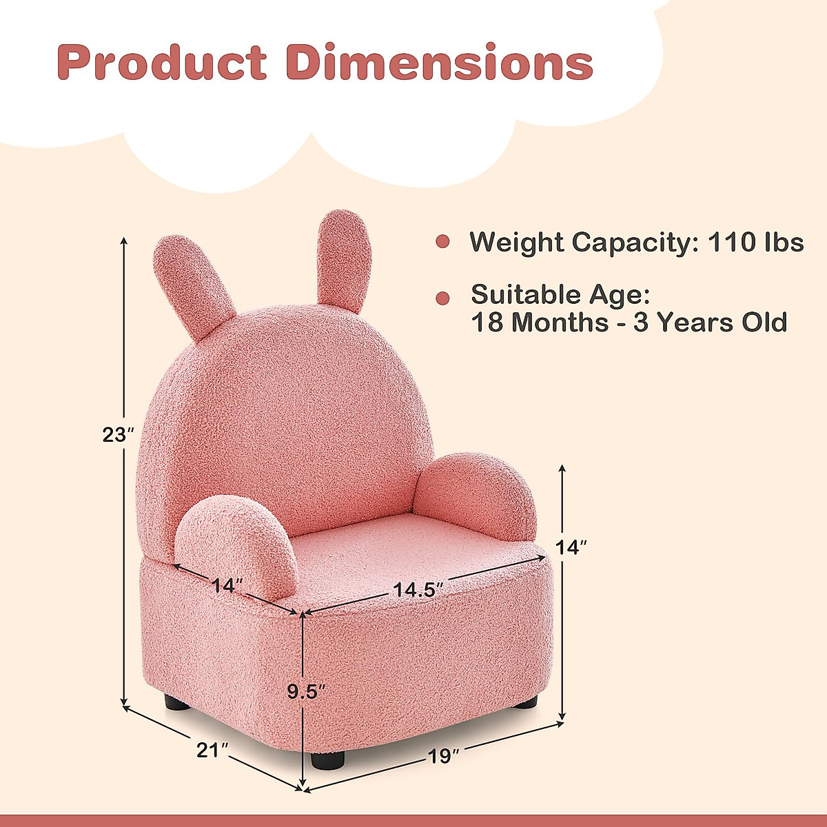 INFANS Kids Sofa, Toddler Armchair Chair with Solid Sturdy Wood Construction Plush Fabric, Upholstered Children Armrest Couch for Nursery Kindergarten Playroom Preschool, Gift for Boys Girls