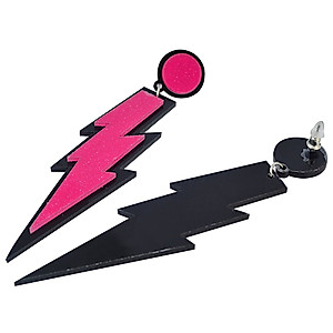 Miayon Women 80s 90s Earrings Retro Delicate Neon Earrings Lightning Drop Hook Earrings for Women (Rose red)