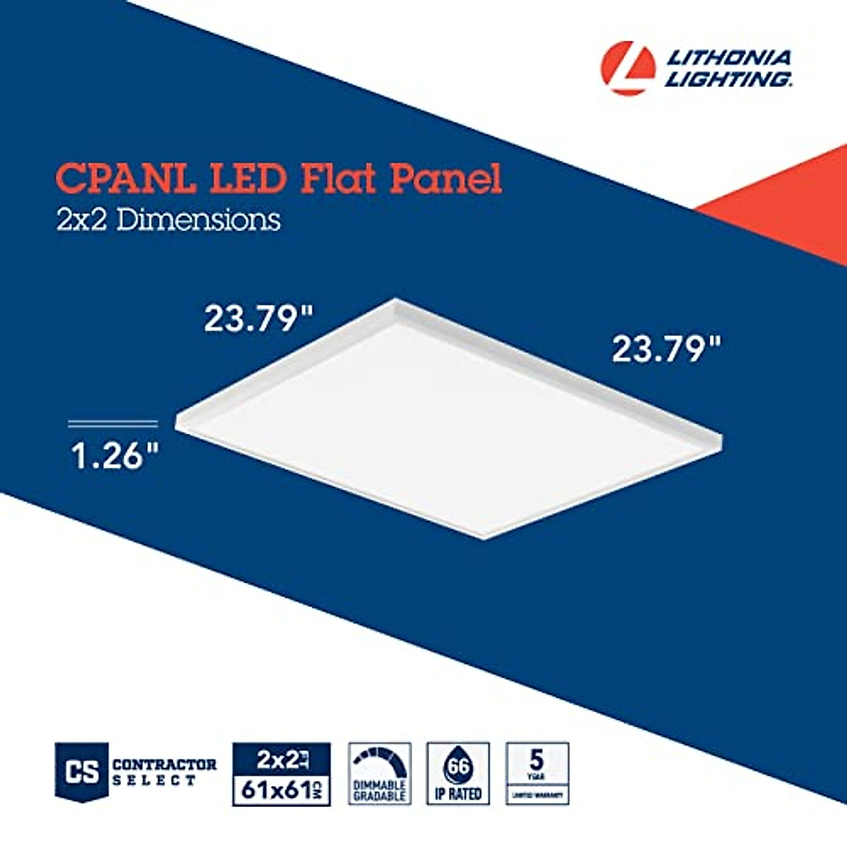 Lithonia Lighting CPANL 2X2 33LM SWW7 120 TD DCMK 2 Ft. x 2 Ft. LL CPANL LED Flat Panel with 3300 Lumens and 3500 to 5000K Switchable CCT with Direct Ceiling Mount Bracket