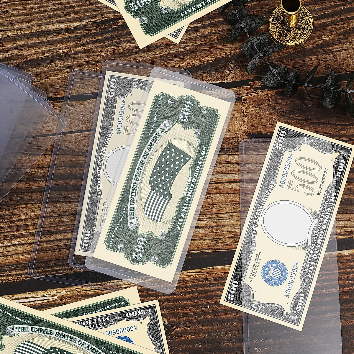 Bill Clear Holders Currency PVC Holder Transparent Bill Sleeves Currency Bill Display Holder for Regular Bills Protector Case Supplies, 6.9 x 2.95 Inch (10)