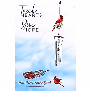 Lola Bella Gifts and Spoontiques Cardinal Wind Chime and Red Feathered Soul Poem Card Red Box Sympathy Grief Memorial Gift