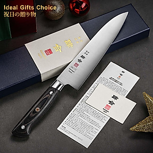 kanngou Japanese Chef Knife, 8 Inch Chef Knife Chef's Knives, Kitchen Knife, Gyuto Knife 210mm, Japanese Alloy Steel Knife, Gift for Husband Dad with Premium Gift Box (Black Handle, 8.27 inches)