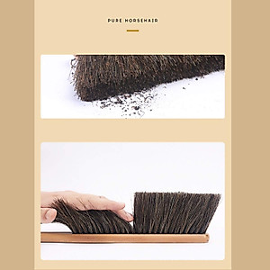 Kingten Horsehair Counter Duster with Wood Handle, Wood Block，Dustpan,Bench Woodworking Brush-Brushes are Used for Counter, Gardening, Furniture, Drafting, Patio, Fireplace Cleaning