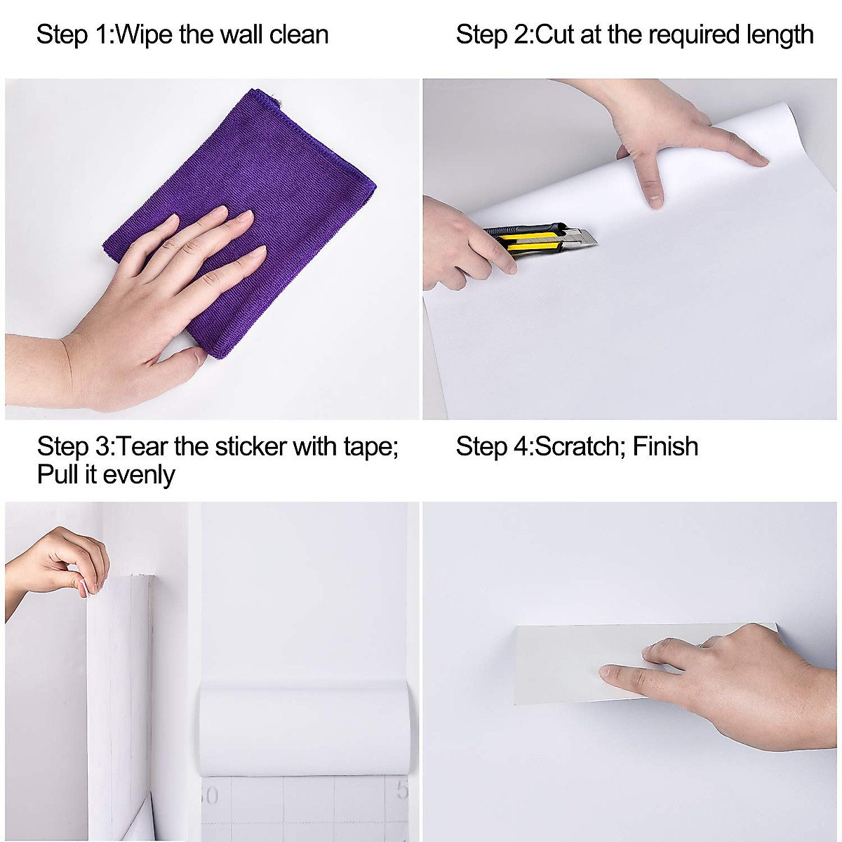 Wenmer 197"x15.7" Matte White Contact Paper White Peel and Stick Wallpaper Removable Self-Adhesive Paper Thicken Waterproof Wallpaper for Kitchen Countertop Cabinet Wardrobe