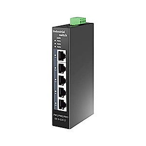 5-Port Hardened Industrial DIN-Rail Switch Network Switch (-40 to 70 ºC),5 x 100Mbps Ports,1Gbps Switching Capacity,DIN-Rail Included, Lifetime Protection