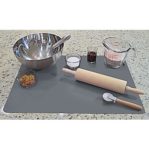 gasaré, Set of 2, Extra Large, Thick, Silicone Mats for Kitchen Counter, Heat Resistant Mats, Countertop Protector, Non-Slip, Easy to Clean, 25 x 17 Inches x 1.4mm, Gray