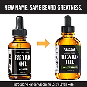 Leven Rose Escape Cedarwood Beard Oil & Leave In Conditioner, 100% Pure Natural Organic for Groomed Beards, Mustaches, and Moisturized Skin 1 oz by Ranger Grooming Co