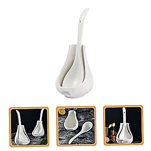 Zerodeko 1 Set spoon holder set spatula holder spoon and scoop holder kit hot pot convenient spoon holder utensil drip catcher decorative soup spoon small spoon ceramics delicate white