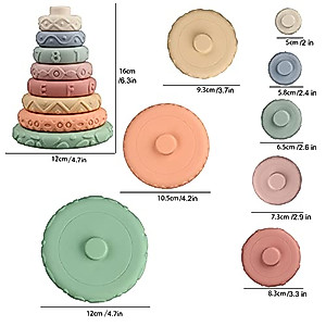 8 Pcs Stacking Rings Soft Toys for Babies 6 Months and up Old Girls Boys - Toddlers Sensory Educational Montessori Baby Blocks - Developmental Teething Learning Stacker